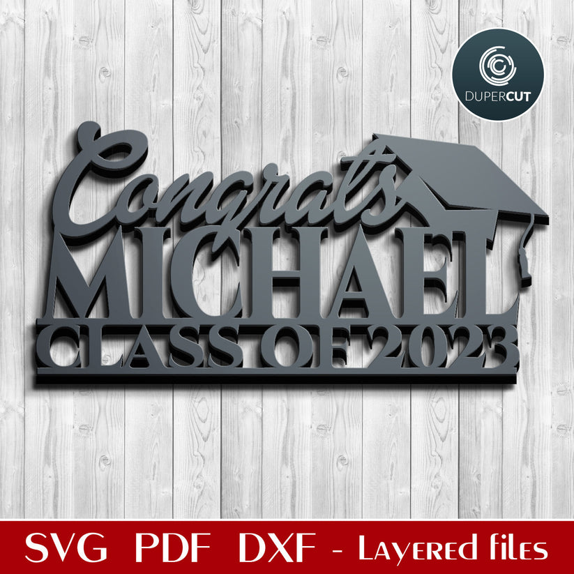 CONGRATS GRAD 2023 - custom name - SVG / DXF – DuperCut