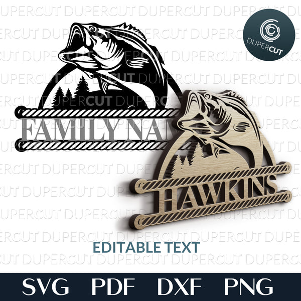 FISHING SIGN - editable name - SVG / PDF / DXF / EPS – DuperCut