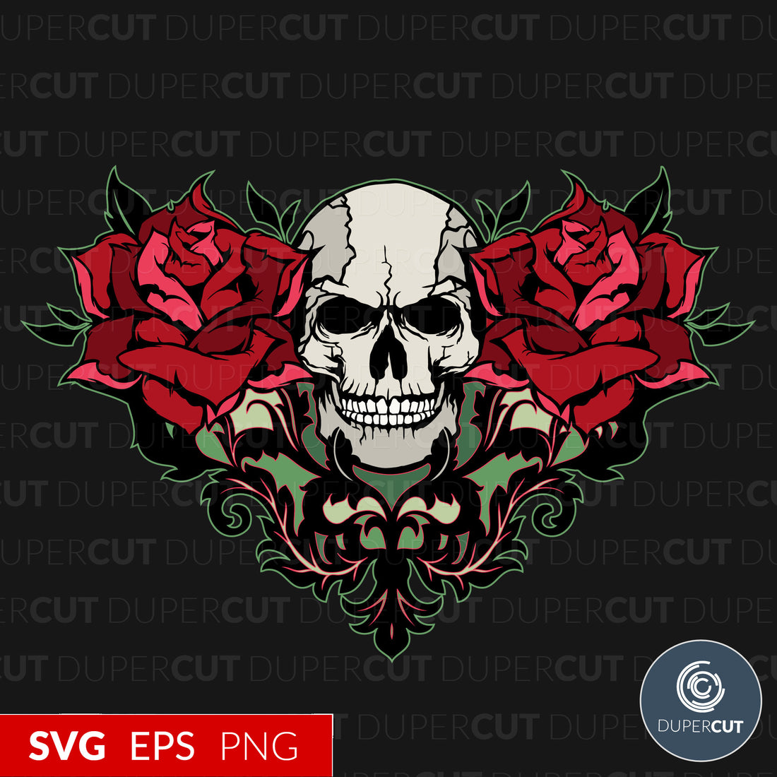 SKULL WITH ROSES - SVG / EPS / PNG – DuperCut