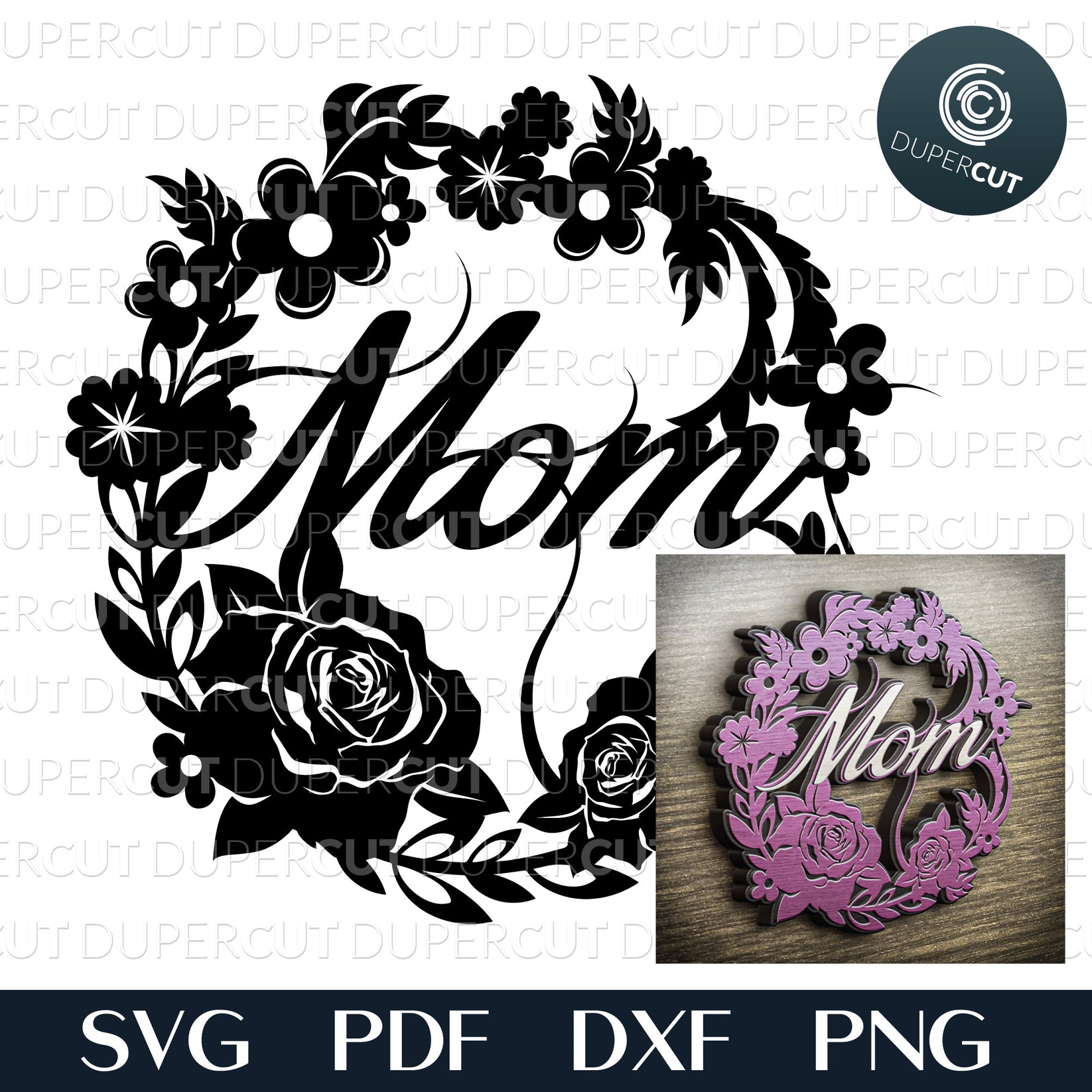 MOM/MUM WREATH - Layered - SVG / PDF / DXF – DuperCut