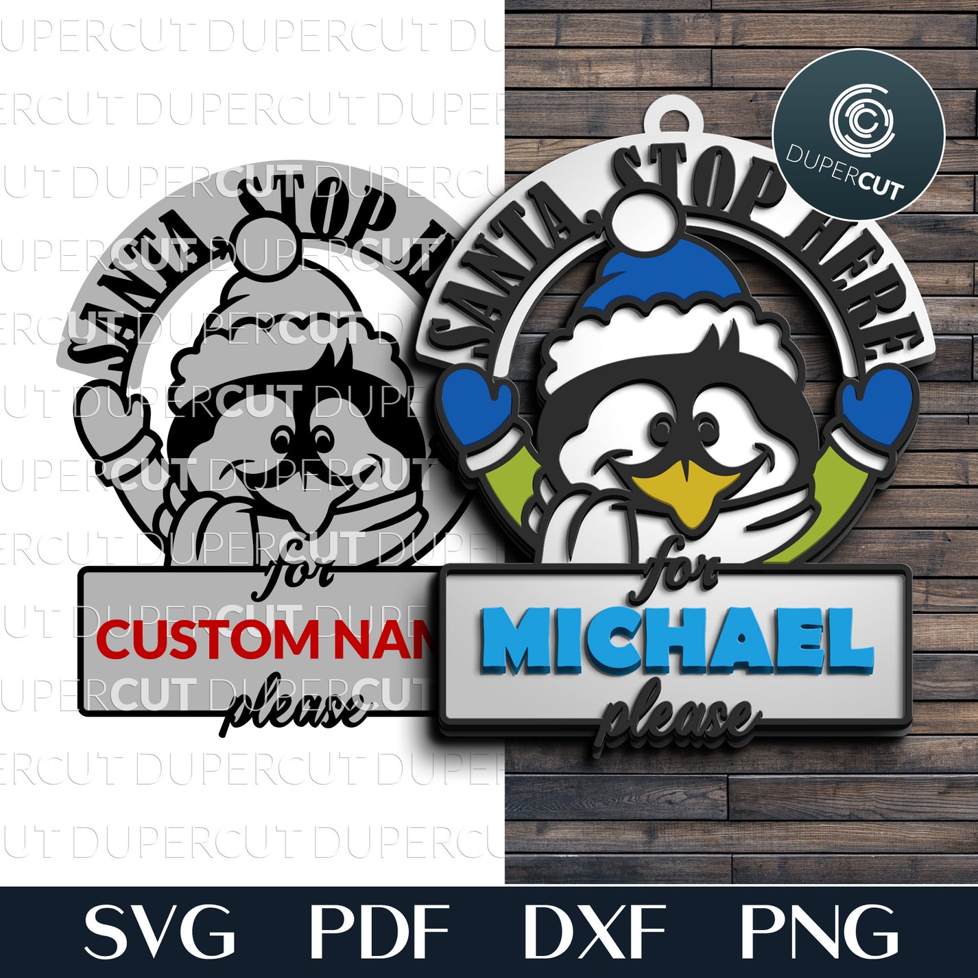 SANTA STOP - PENGUIN - SVG / DXF – DuperCut