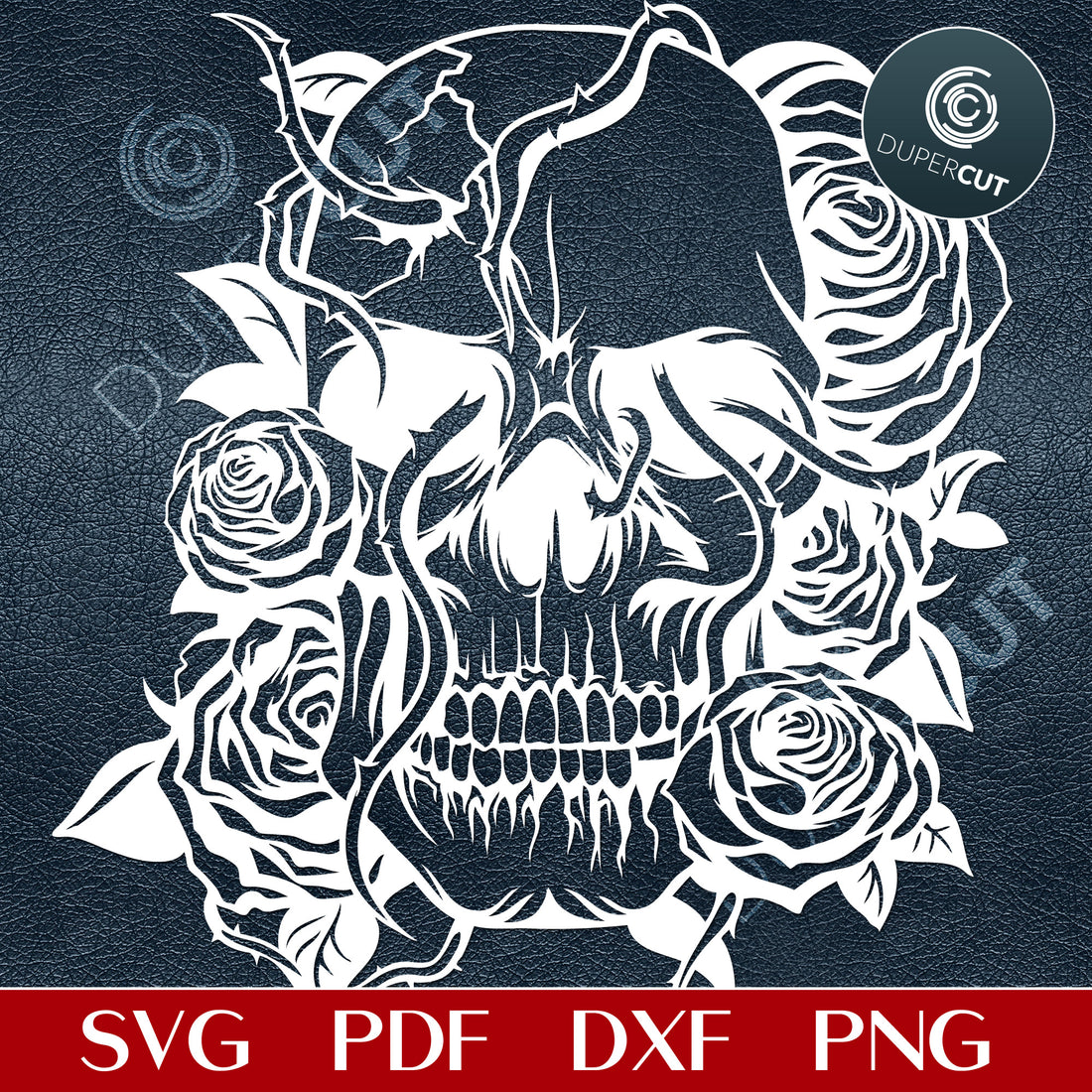 SKULL WITH ROSES - SVG / PDF / DXF / PNG – DuperCut