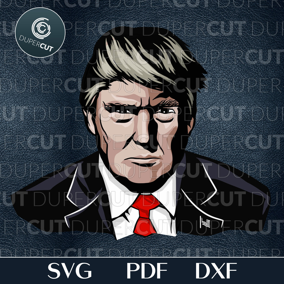 DONULD TRUMP ILLUSTRATION - SVG / PDF / DXF / PNG – DuperCut
