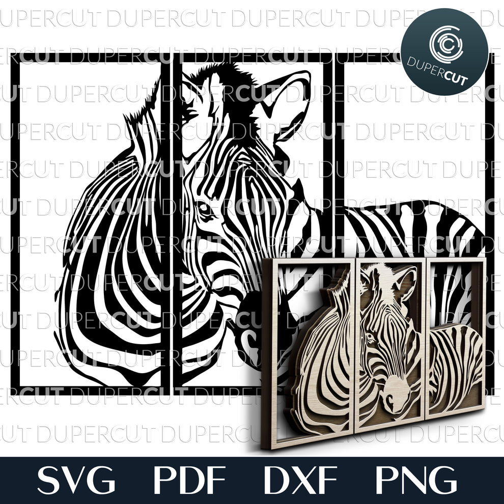 THREE PANEL ZEBRA - SVG / PDF / DXF – DuperCut