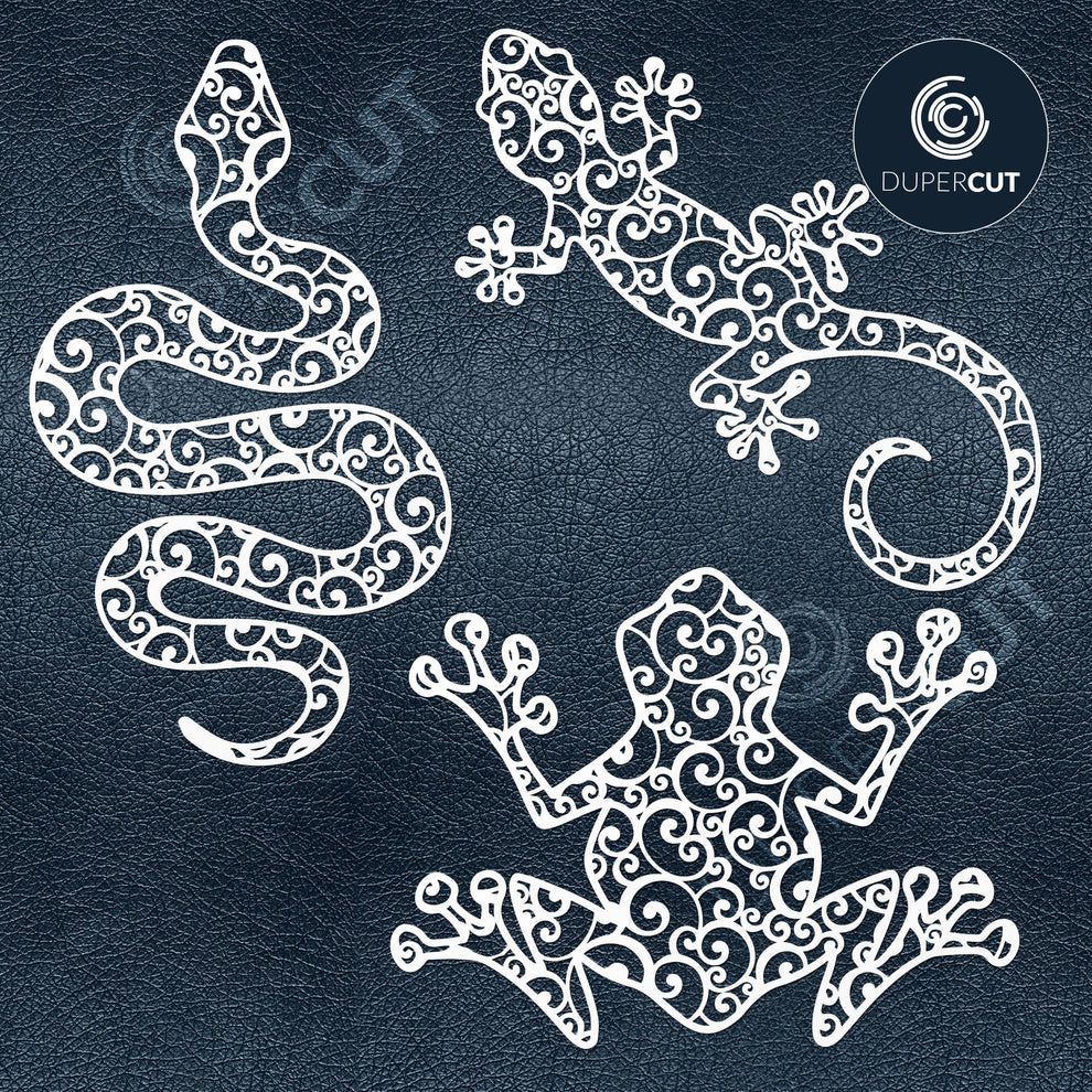 3 Designs - SWIRLY REPTILES - SVG / PDF / DXF – DuperCut