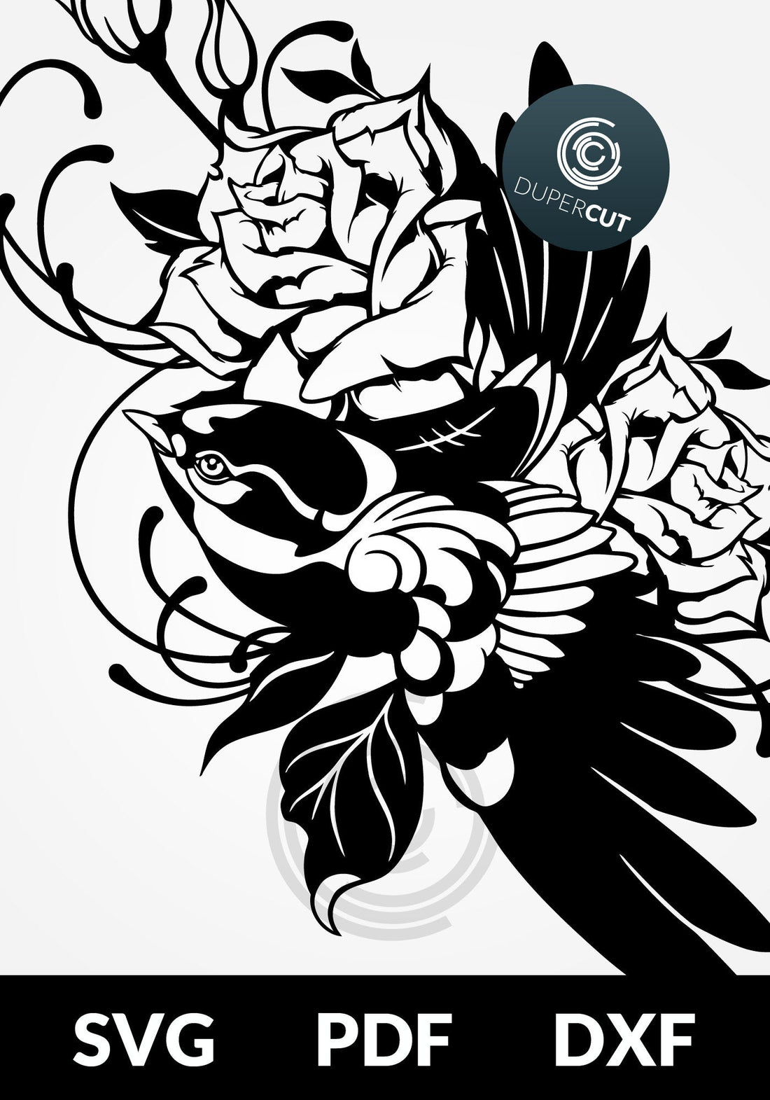 BIRD WITH FLOWERS - SVG / PDF / DXF – DuperCut